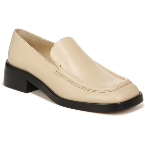 Vince | Shoes | Vince Womens Doris Low Block Heel Loafer Beige Leather ...